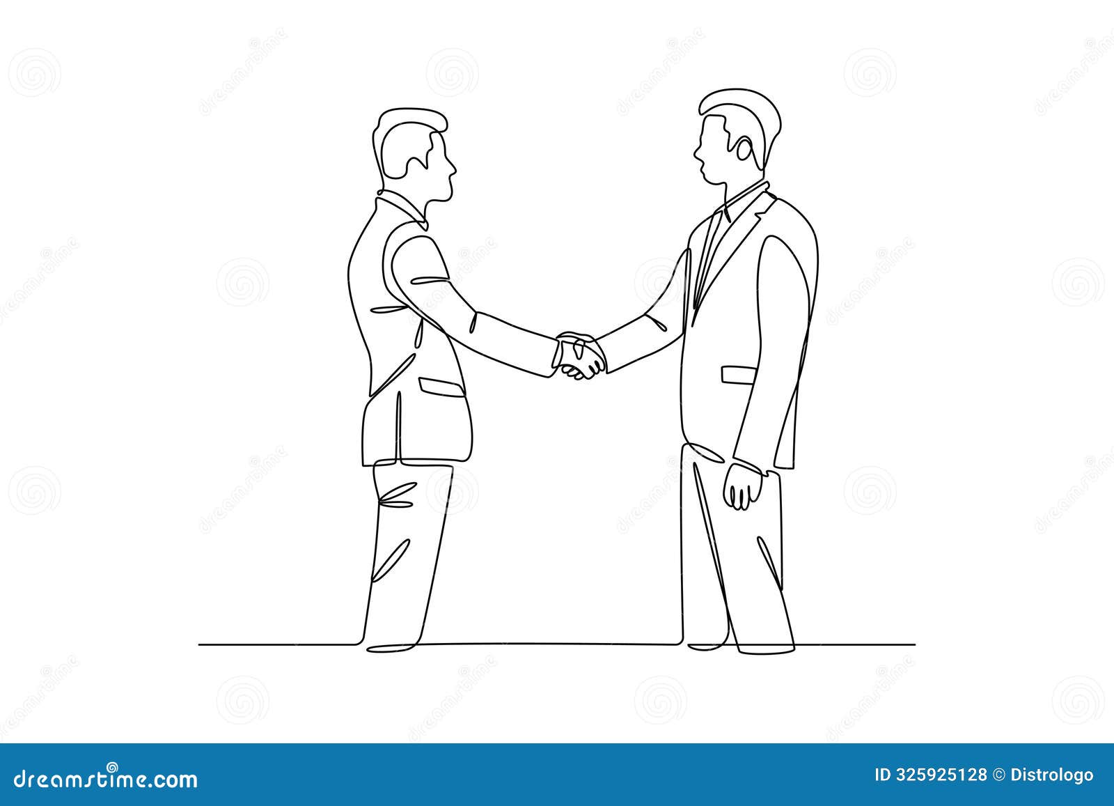 Two Businessmen Shaking Hands in a Continuous Line Drawing. Symbolizing ...