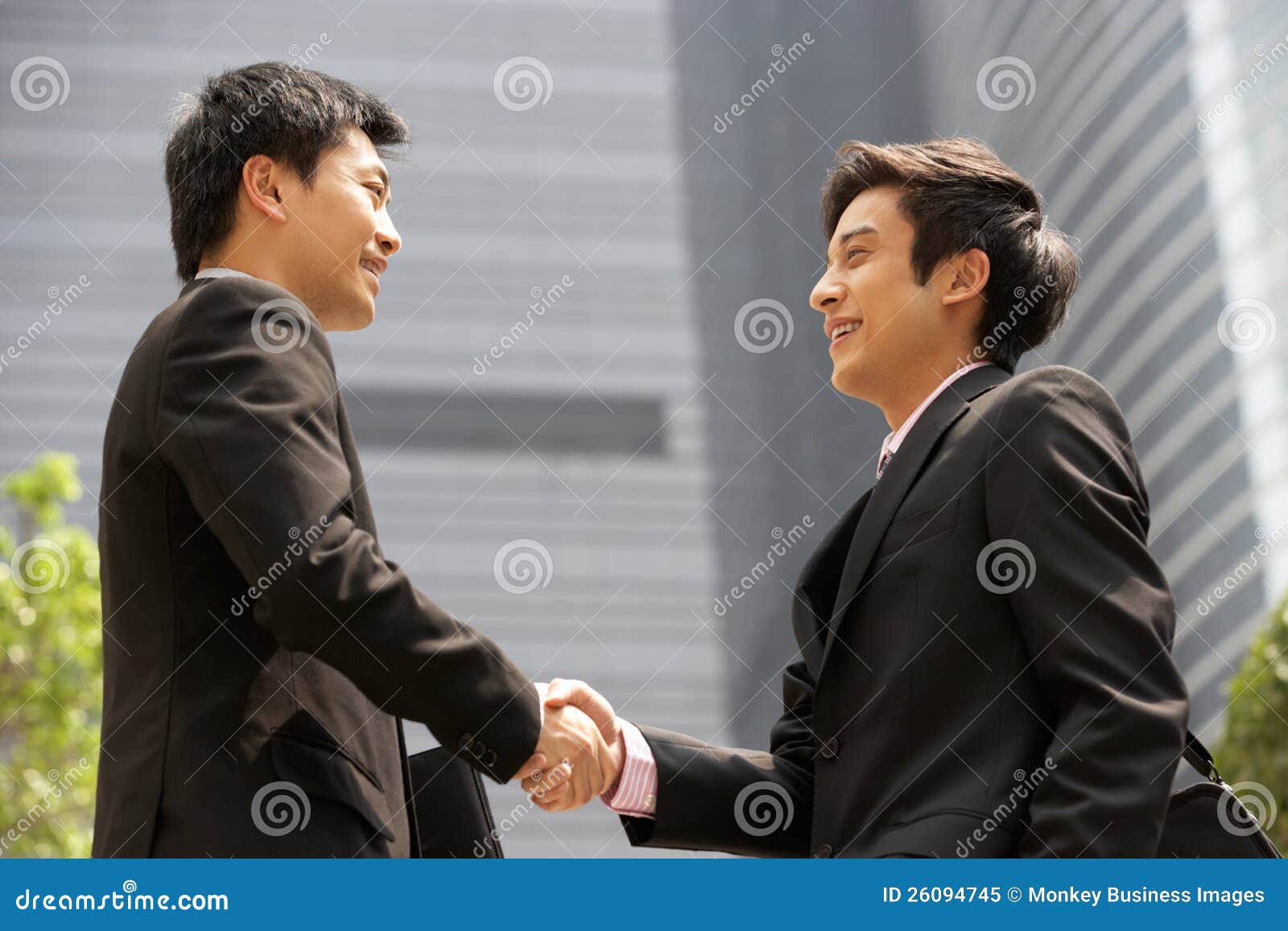 Two Businessmen Shaking Hands Outside Office Stock Image - Image of ...