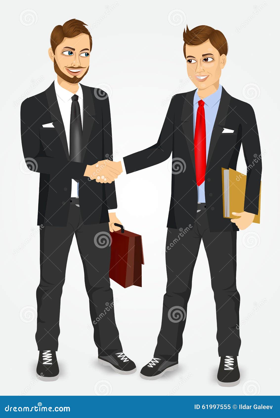 Two Businessmen Shaking Hands. Growth Graph In Background. Cartoon ...