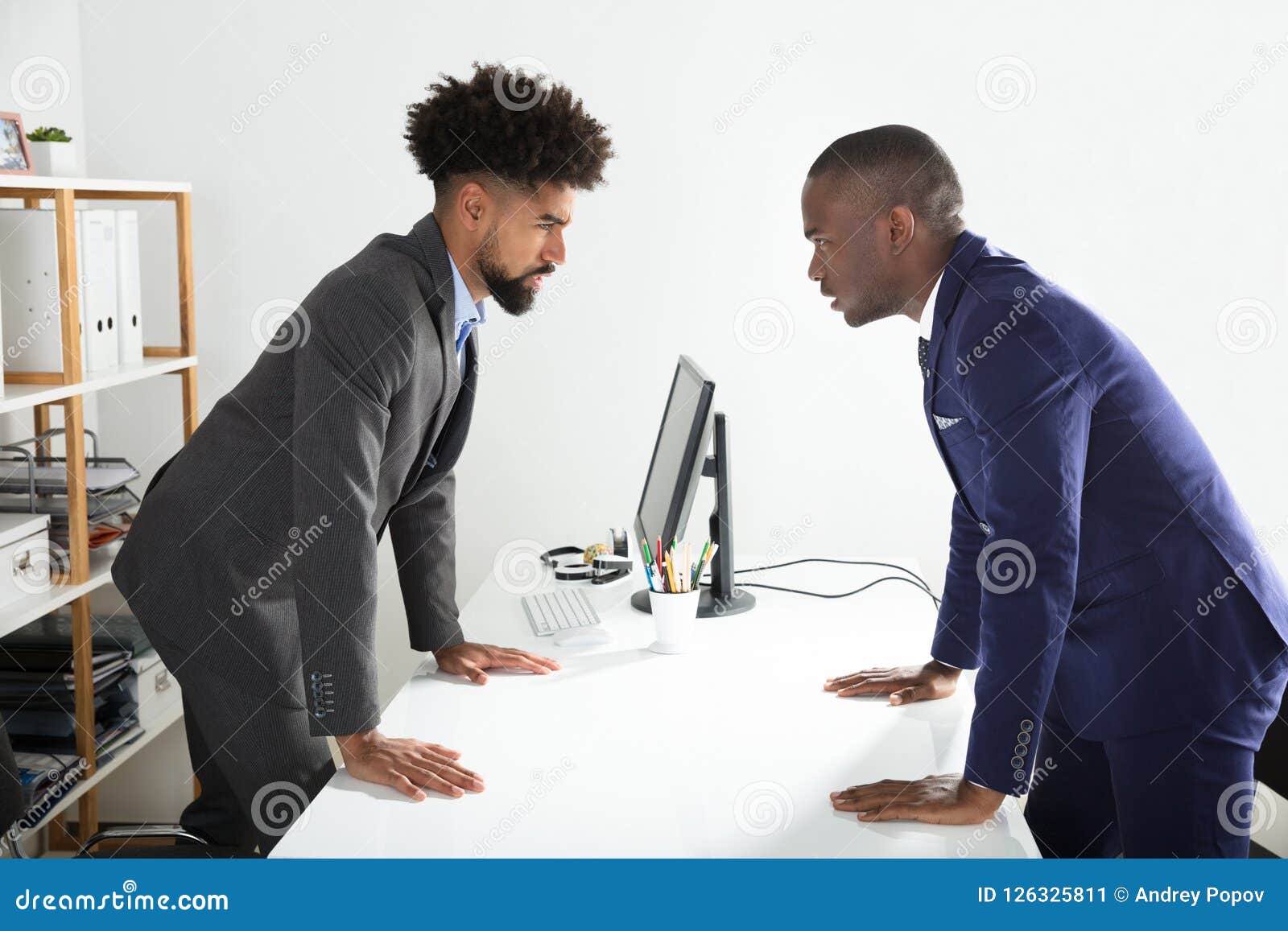 Two Businessmen Shouting at Each Other Stock Image - Image of mouth ...
