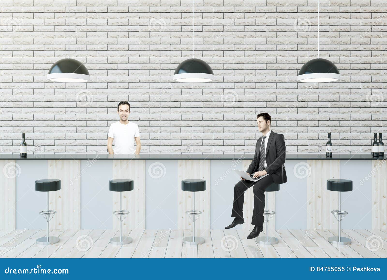 Two Businessmen Sitting at Bar Stock Image - Image of meeting, business ...