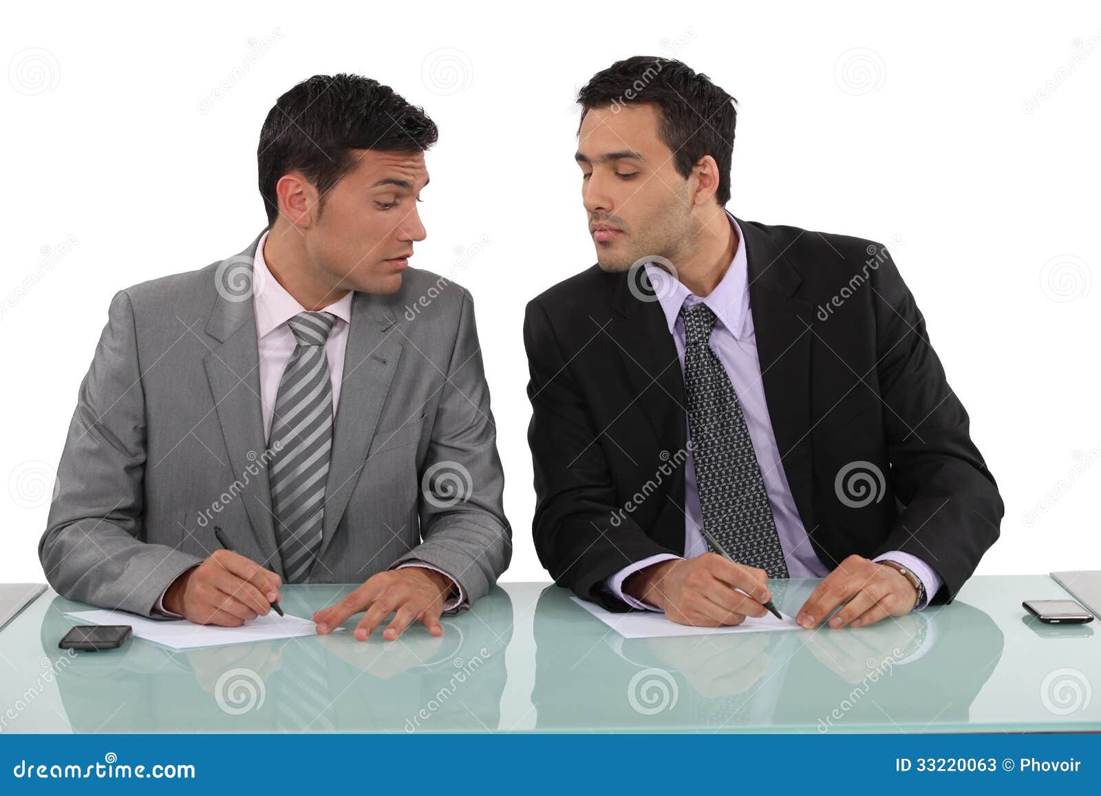 Two Businessmen Stealing Notes Stock Image - Image of happy, company ...