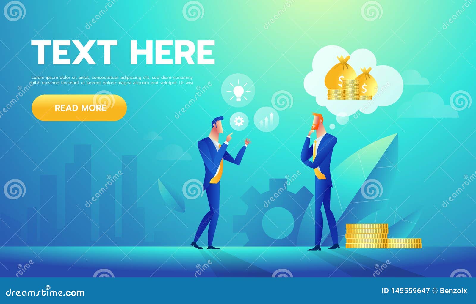 Two Businessmen Talking about Money and Business. Vector Illustration ...