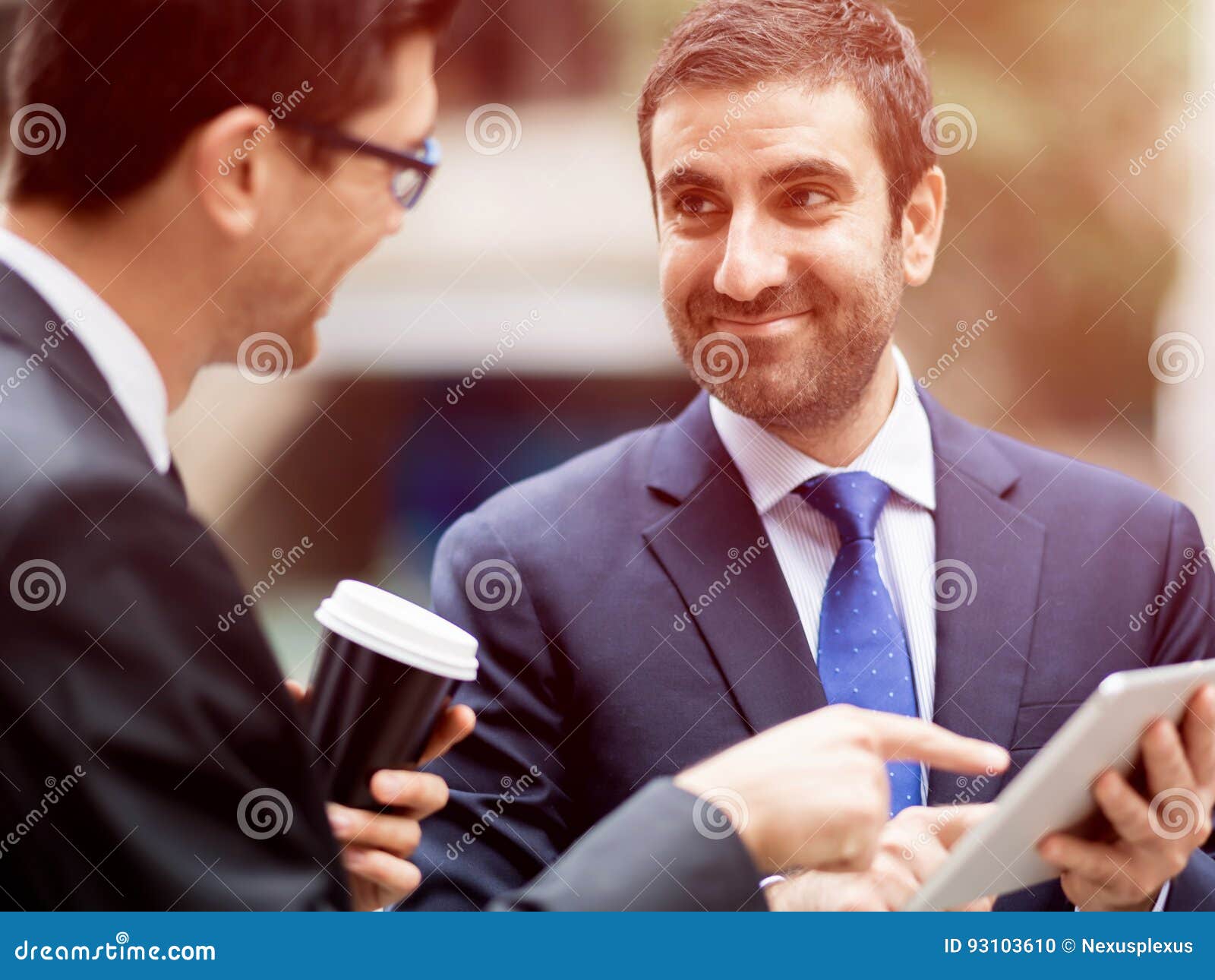Two Businessmen Talking Outdoors Stock Photo - Image of people, person ...