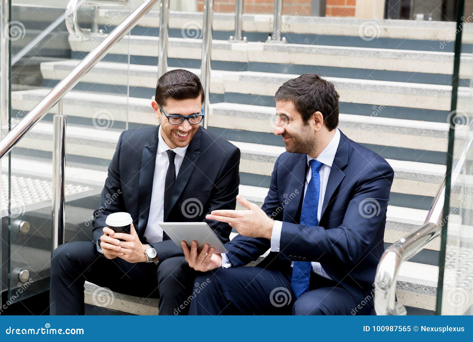 Two Businessmen Talking Outdoors Stock Image - Image of together ...