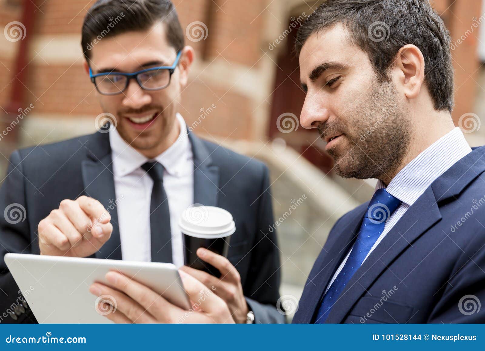 Two Businessmen Talking Outdoors Stock Photo - Image of suit ...