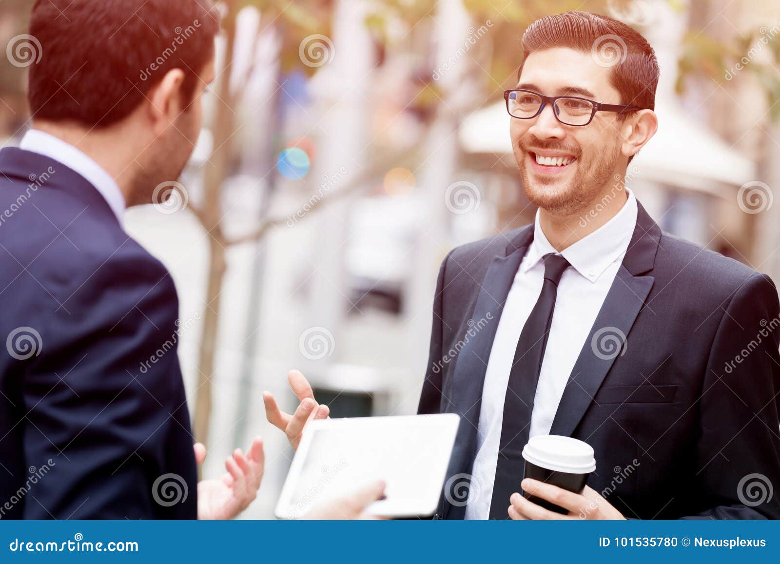 Two Businessmen Talking Outdoors Stock Photo - Image of adult, outdoor ...