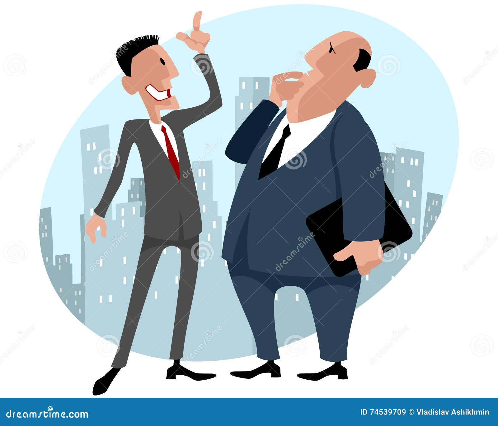 Two businessmen talking stock vector. Illustration of happy - 74539709