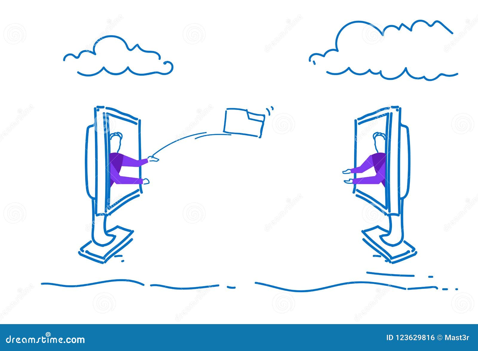 Two Businessmen Throwing Light Lamp New Idea Online Communication ...