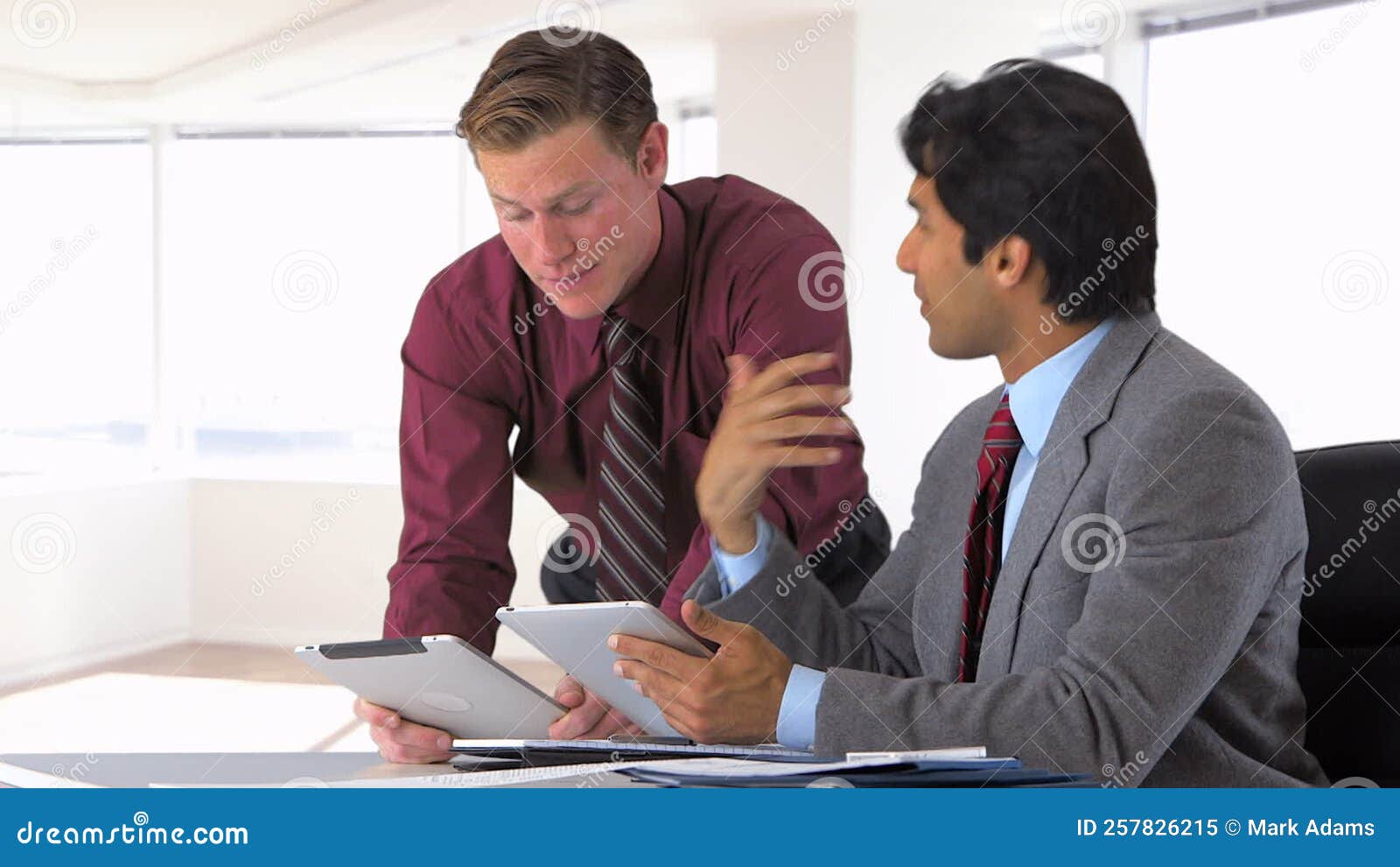Two Businessmen Working with Tablets Stock Video - Video of ...