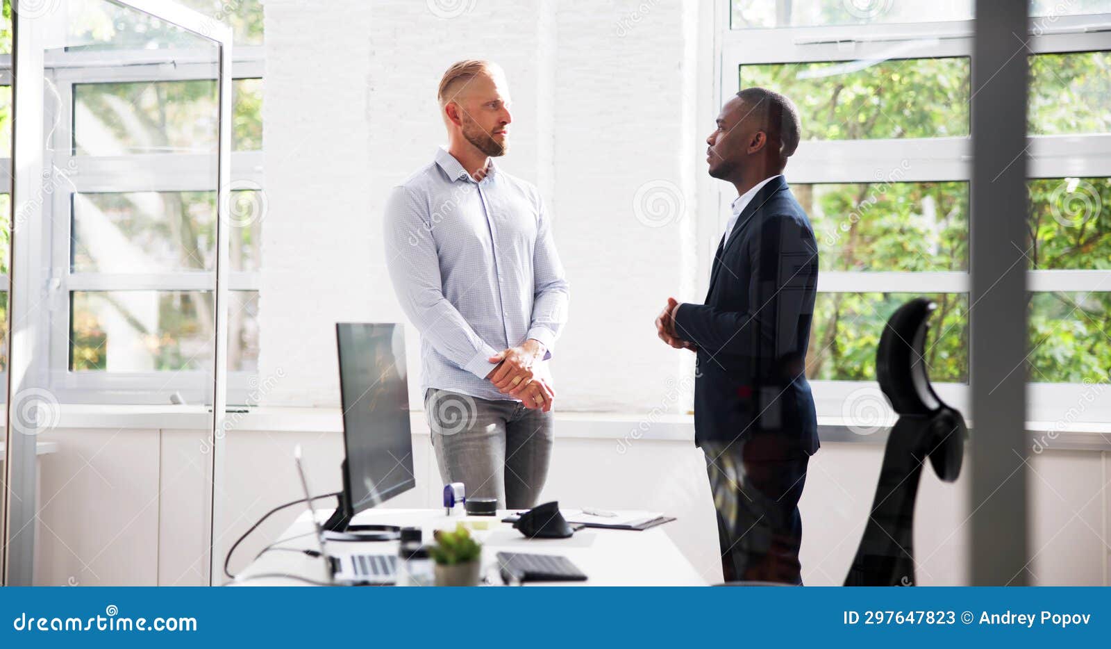 Two Businesspeople Talking with Each Other Stock Image - Image of view ...