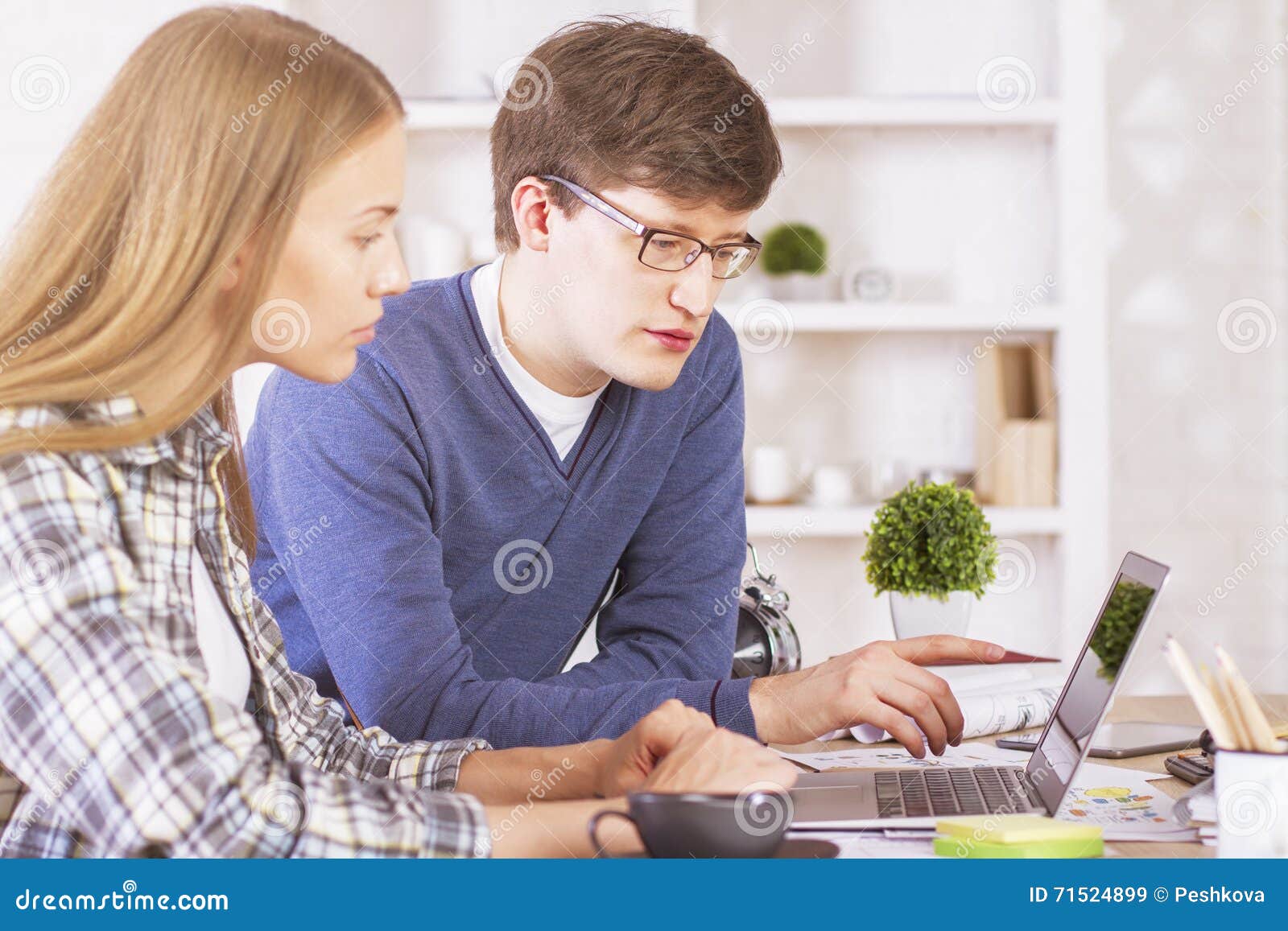 Two Businesspeople Working on Computer Stock Image - Image of laptop ...