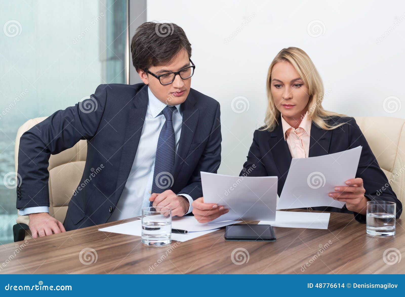 Two businesspeople working stock photo. Image of caucasian - 48776614