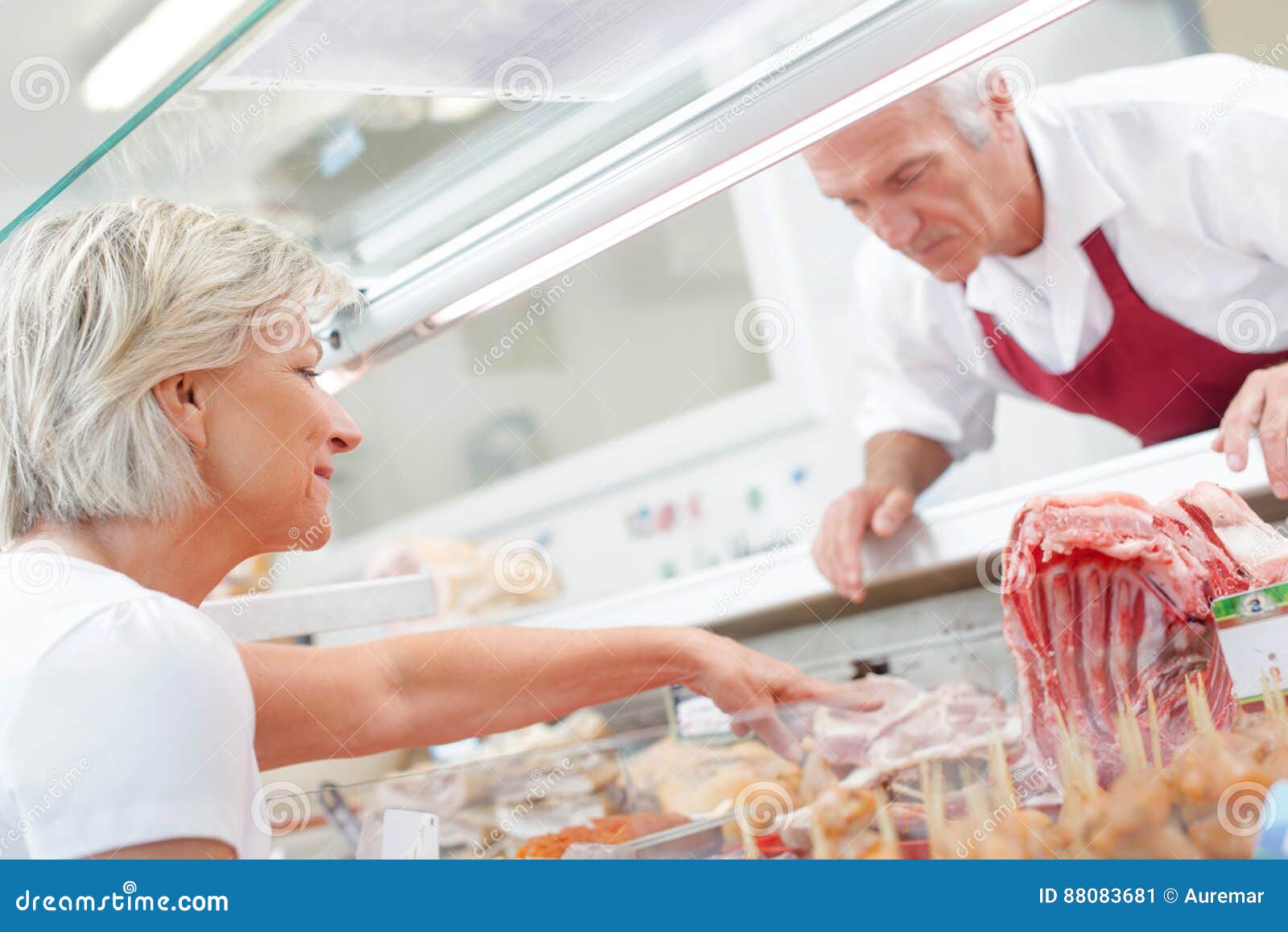 Two Butcher Checking Their Display Neat Stock Image - Image of commerce ...