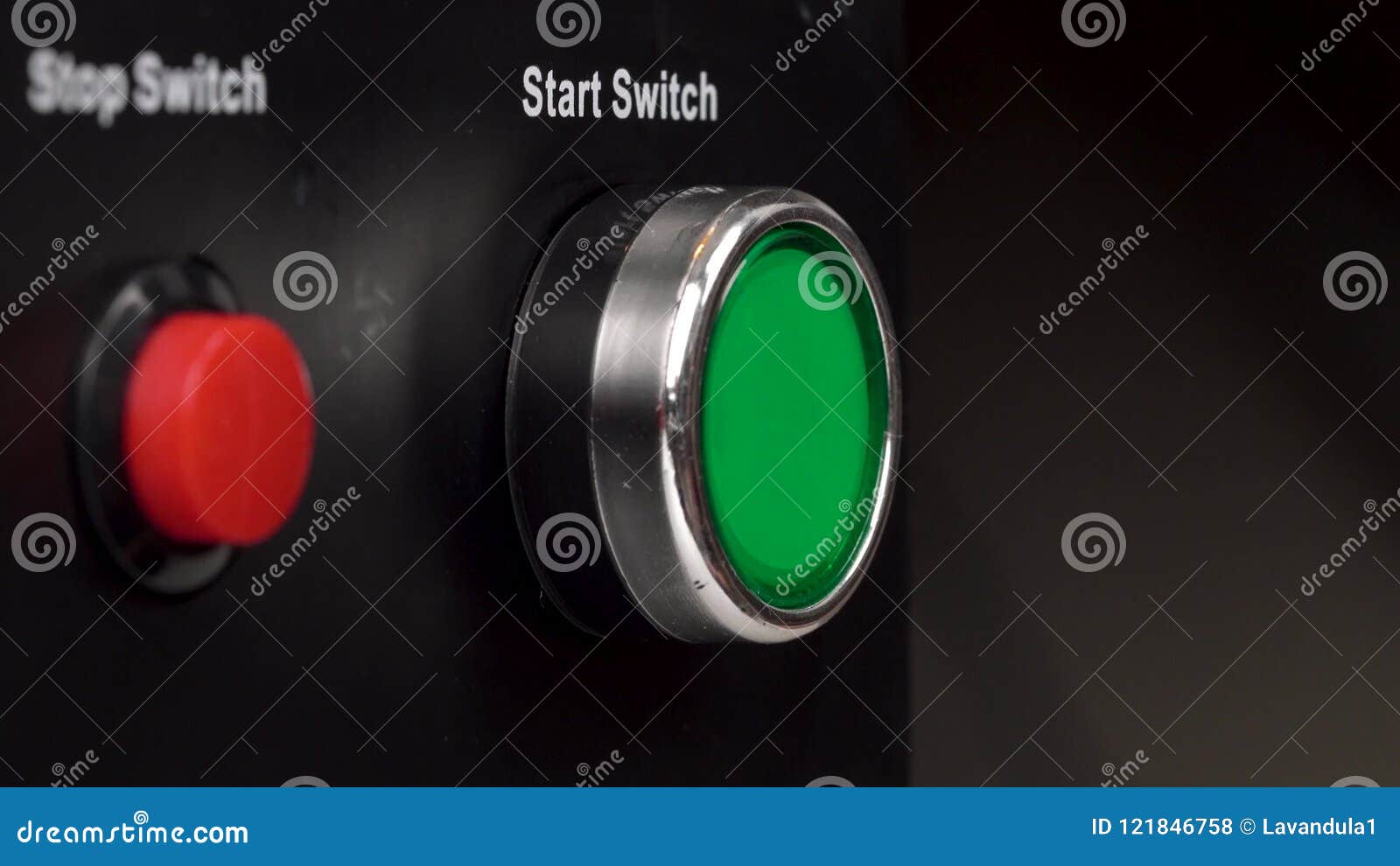 Two Buttons in the Frame. Green Start Switch and Red Stop Switch ...
