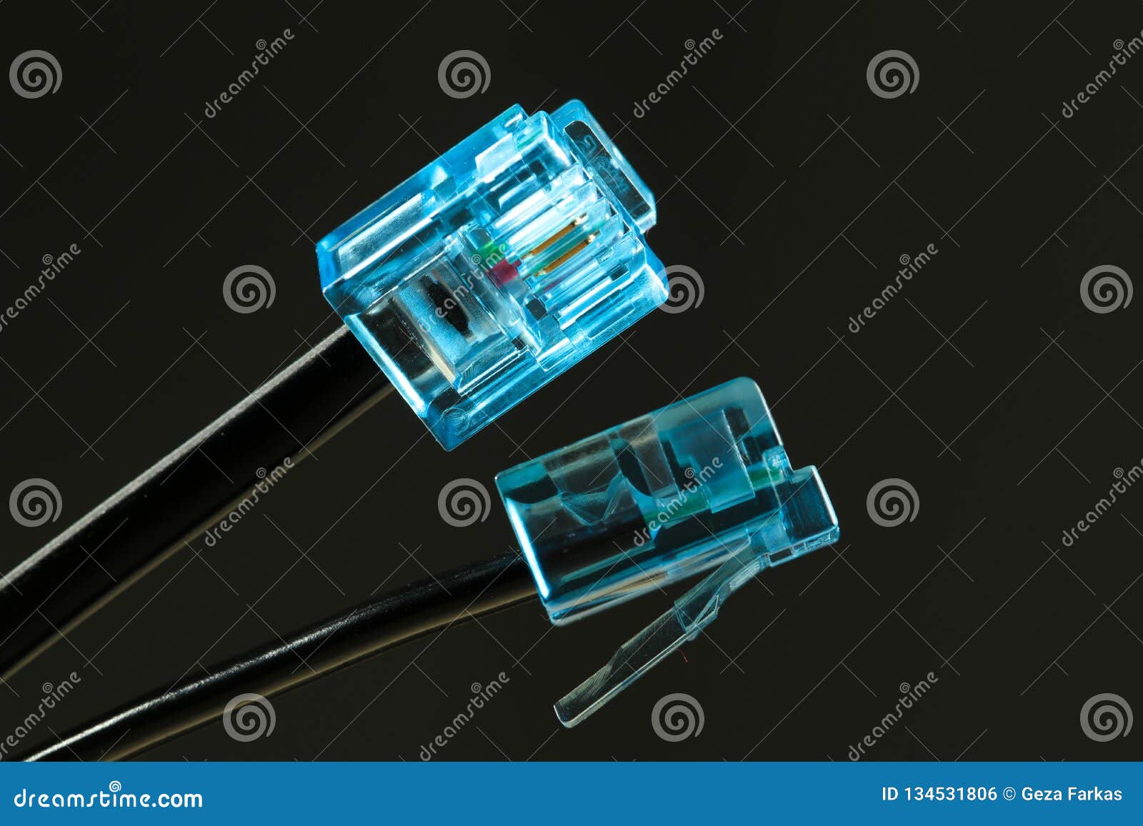 Two Cables with Blue Rj-45 Connector Stock Photo - Image of fiber ...