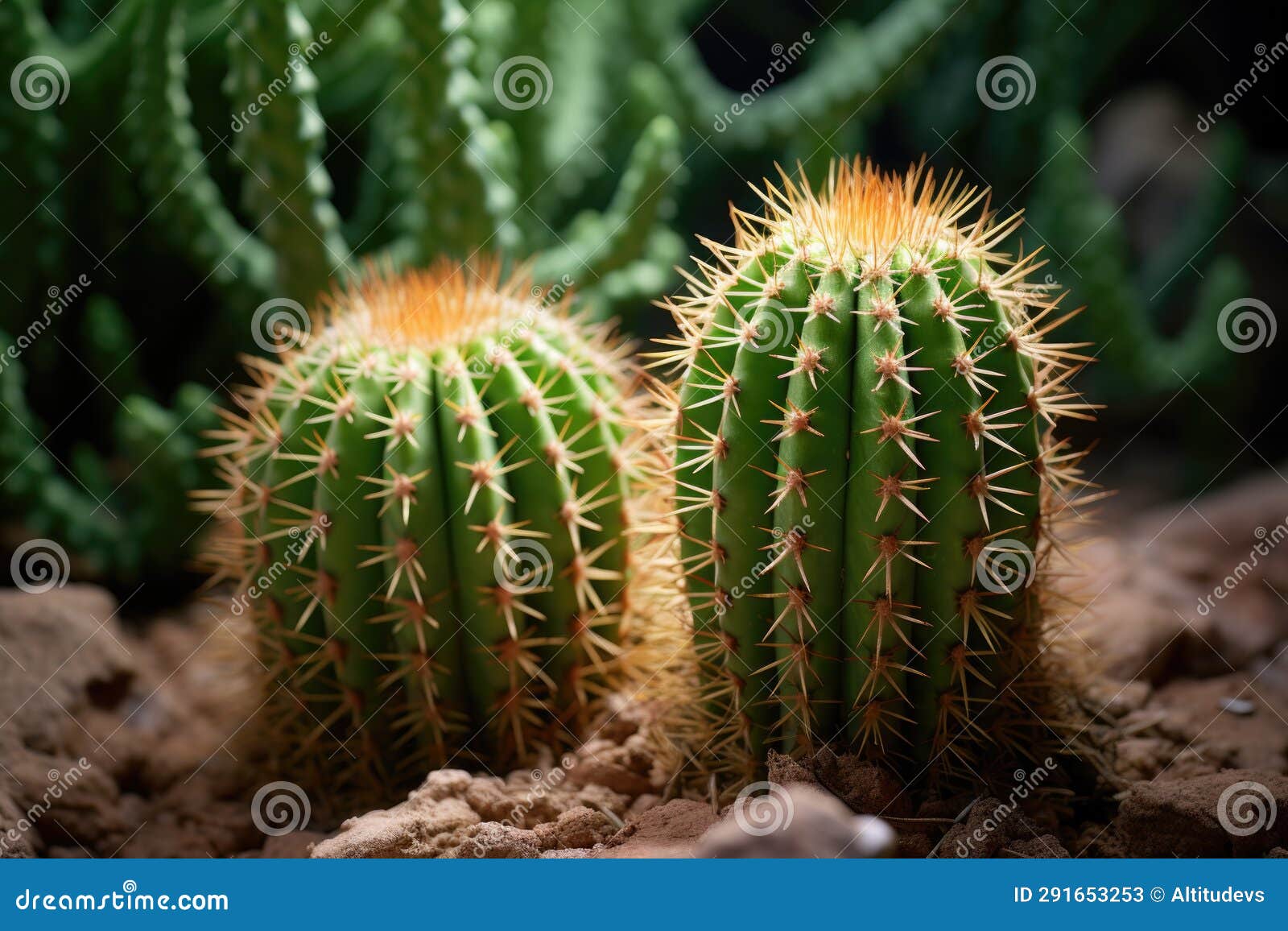 Two Cactus Plants Growing Close Together Stock Image - Image of plant ...