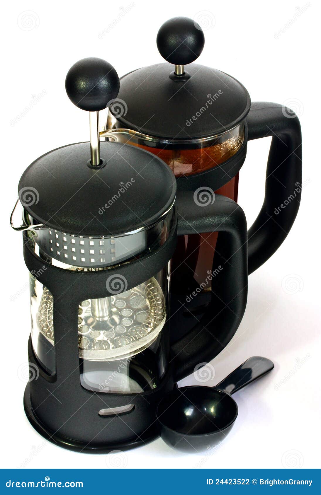 Two Cafetieres on a White Background. Stock Photo - Image of morning ...