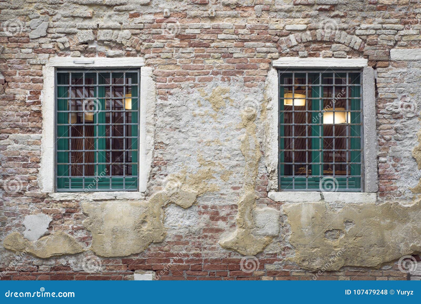 Two caged windows stock photo. Image of rough, caged - 107479248