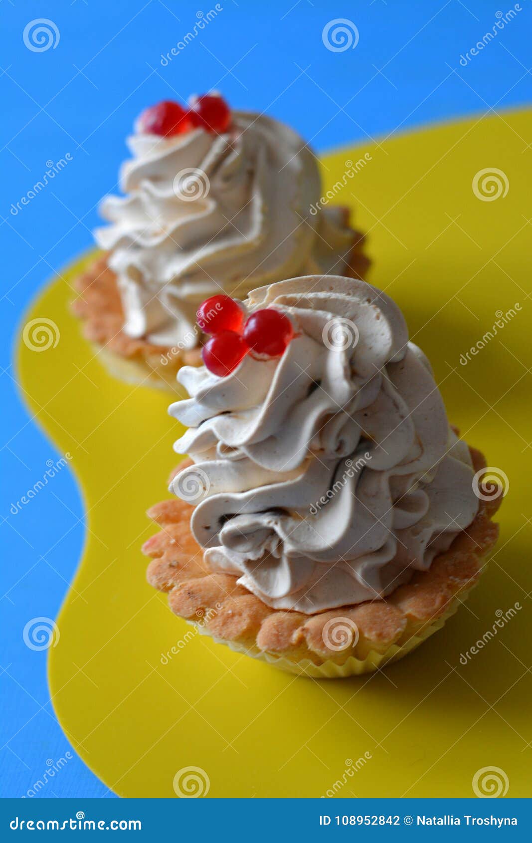 Two cakes stock photo. Image of cakes, yellow, blue - 108952842