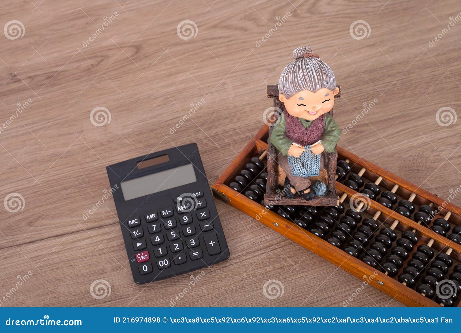Two Calculation Tools and Kind Old Lady Model Stock Photo - Image of ...