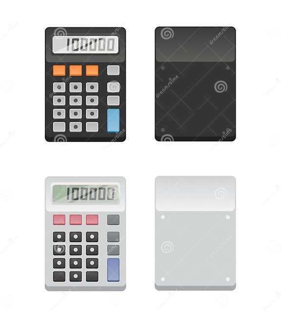 Two Calculators - Front and Back Stock Vector - Illustration of gray ...