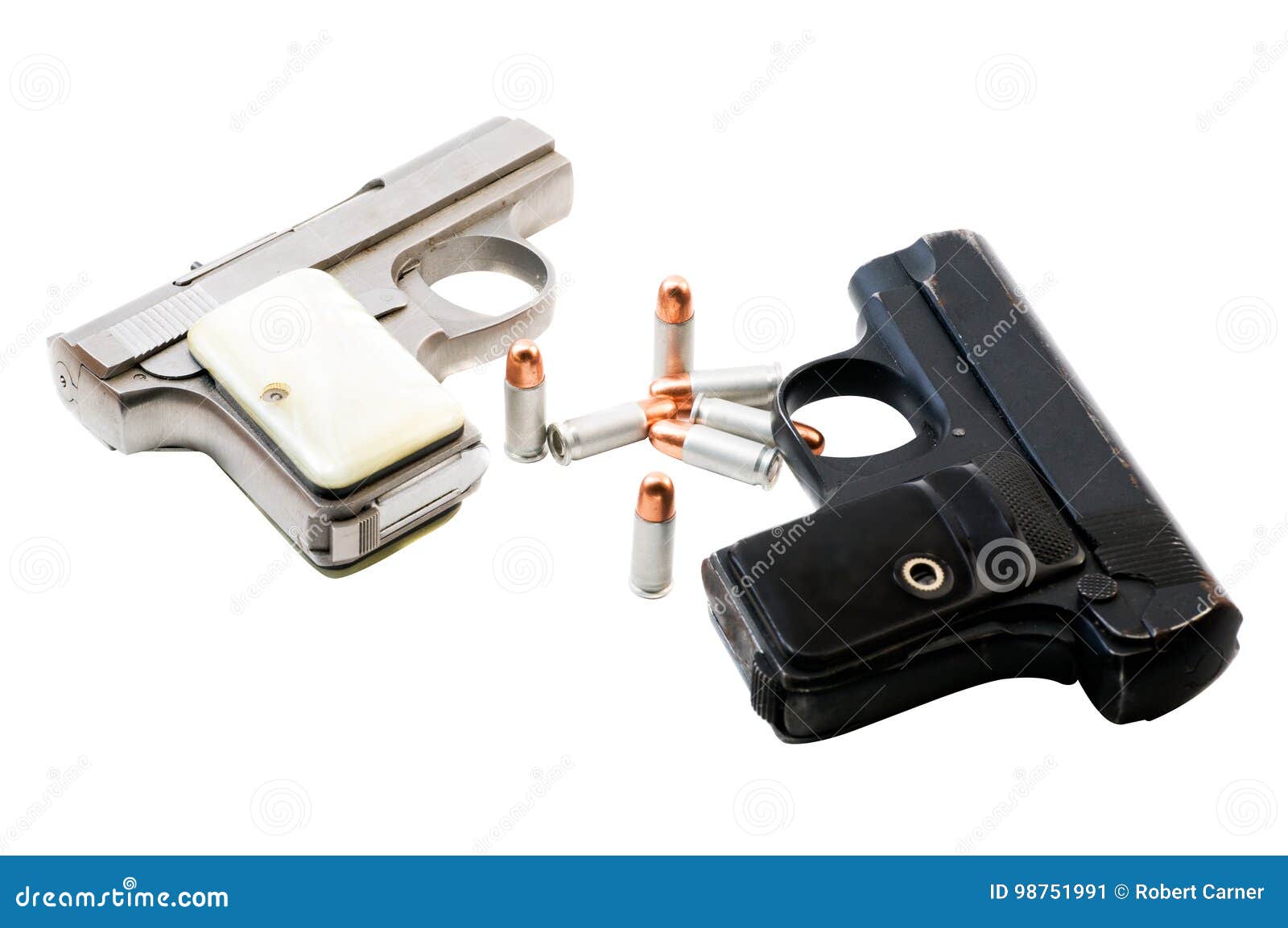 Two .25 Caliber Automatic Pistols Stock Image - Image of caliber ...