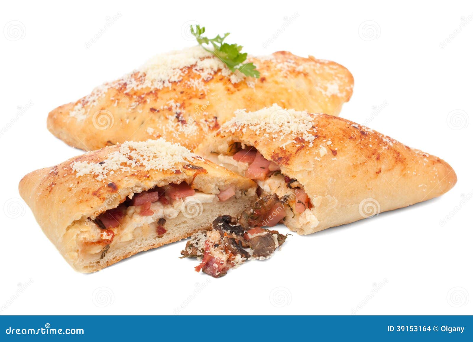 Two Calzone Pizzas Isolated Stock Photo - Image of cheese, stuffed ...