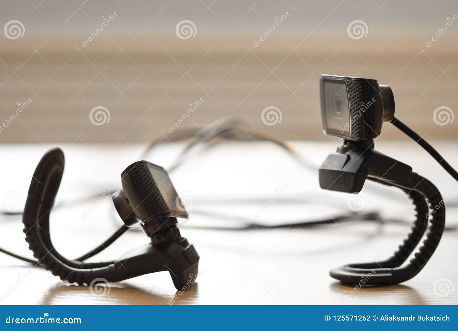 Two Cameras Shoot Each Other from Top To Bottom on the Table Stock ...