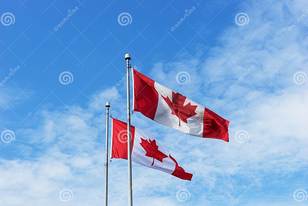 Two Canadian Flags in the Wind Stock Image - Image of flag, symbol ...