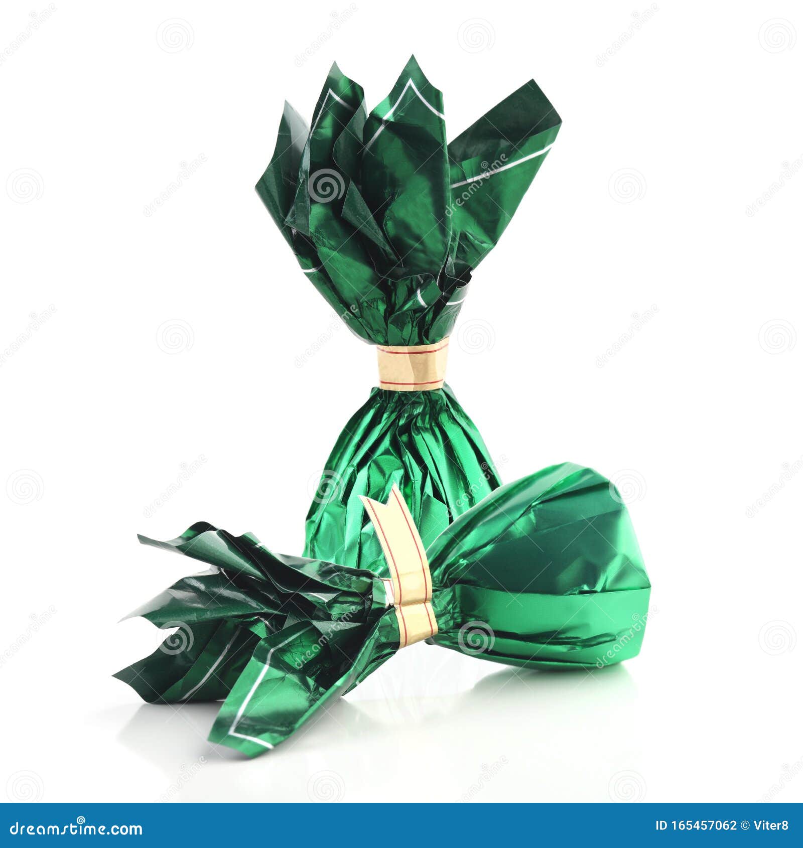 Two Candies in Green Wrapper Isolated on White Stock Photo - Image of ...