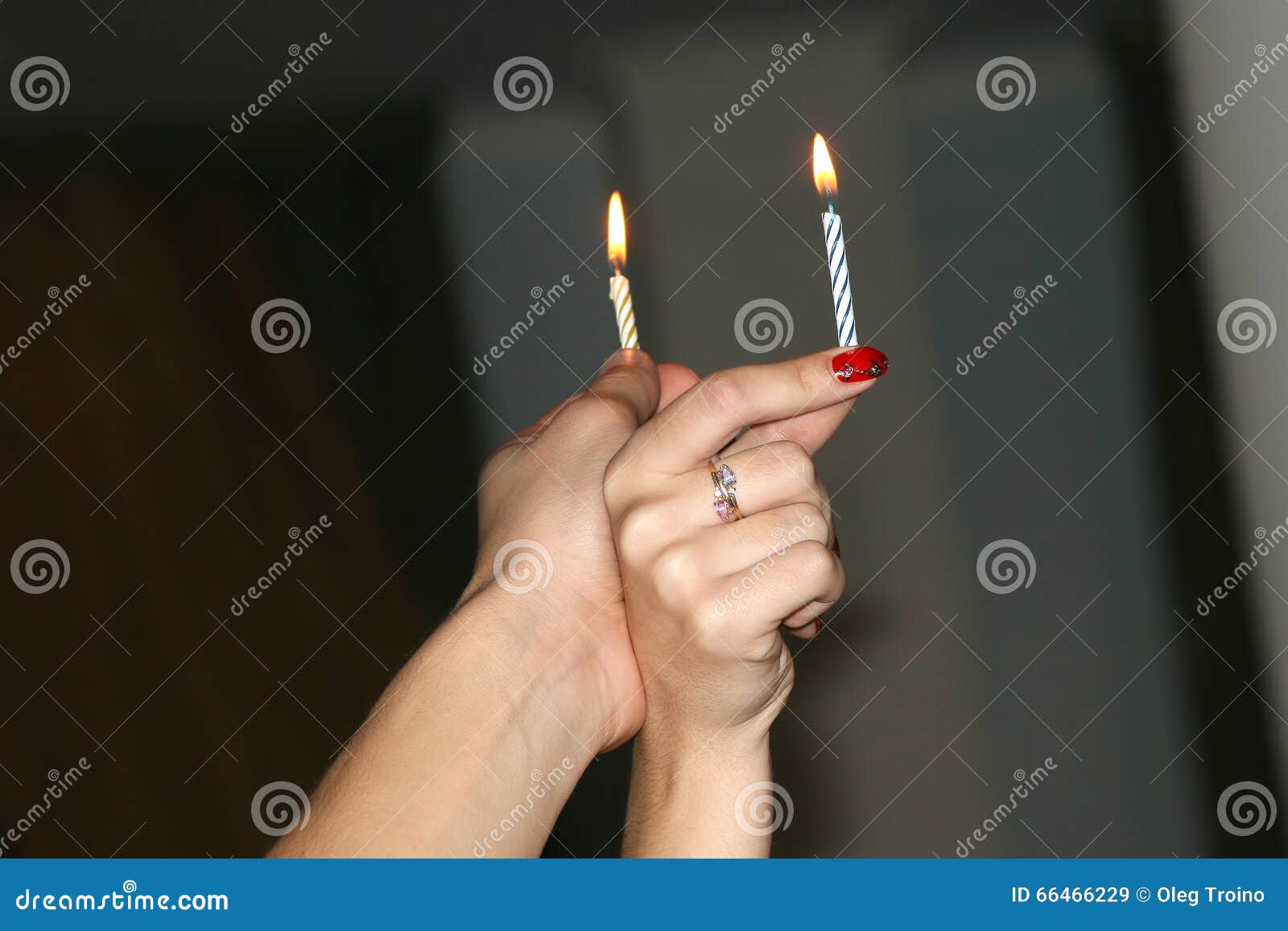 Two Candles Burning in the Hands Stock Image - Image of hands ...