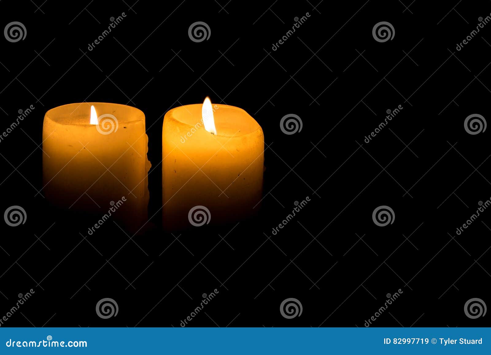 Two Candles Burning stock image. Image of close, closeup - 82997719