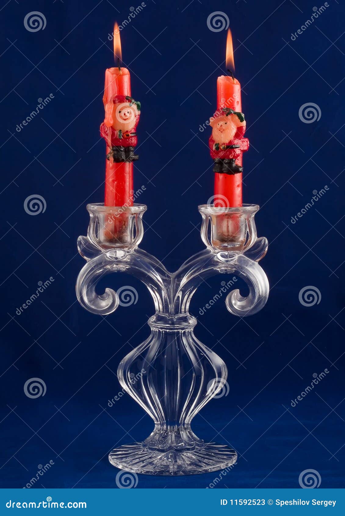 Two Candles in Crystal Candlestick Stock Image - Image of decoration ...
