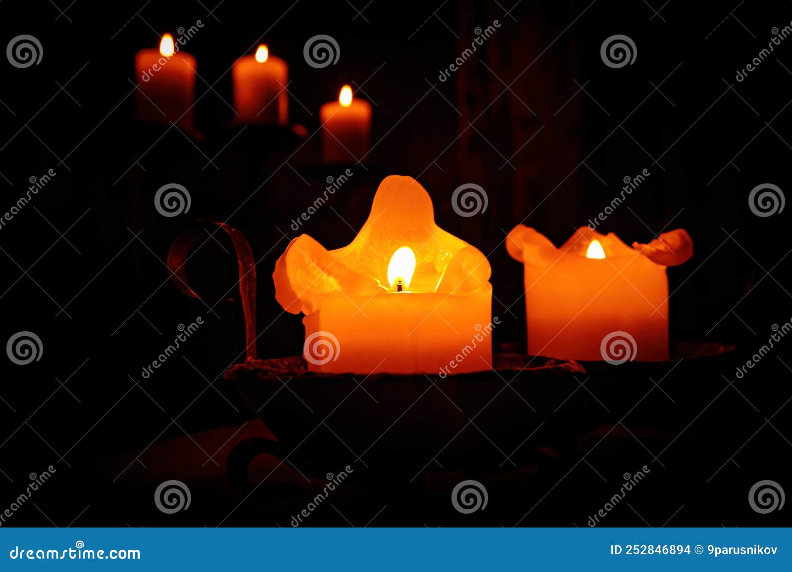 Two Candles in the Medieval Interior. Stock Photo - Image of lord ...