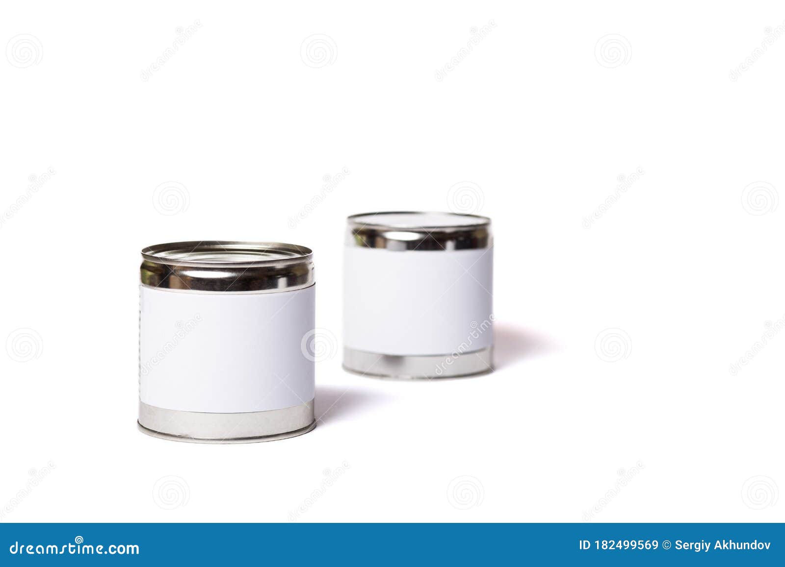 Two Cans without Lables. Metal Cans Isolated on a White Stock Image ...