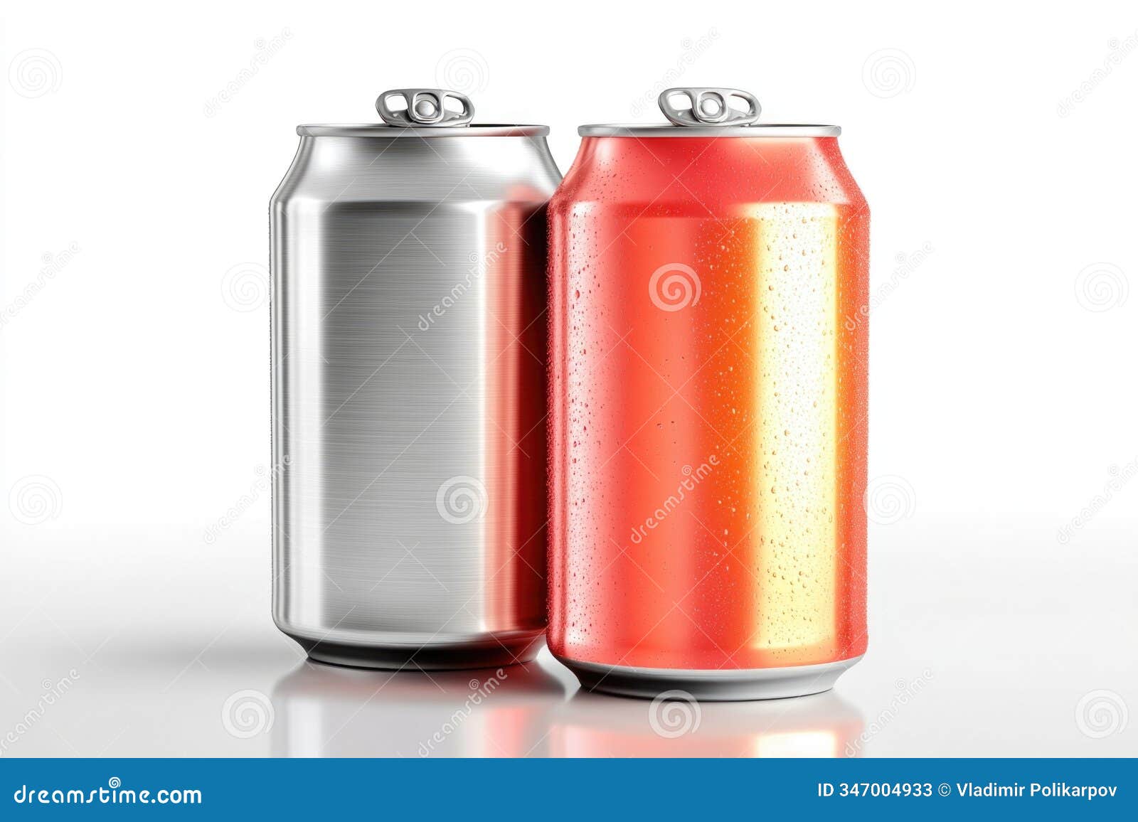 Two Cans of Soda Placed on a White Surface Stock Image - Image of ...