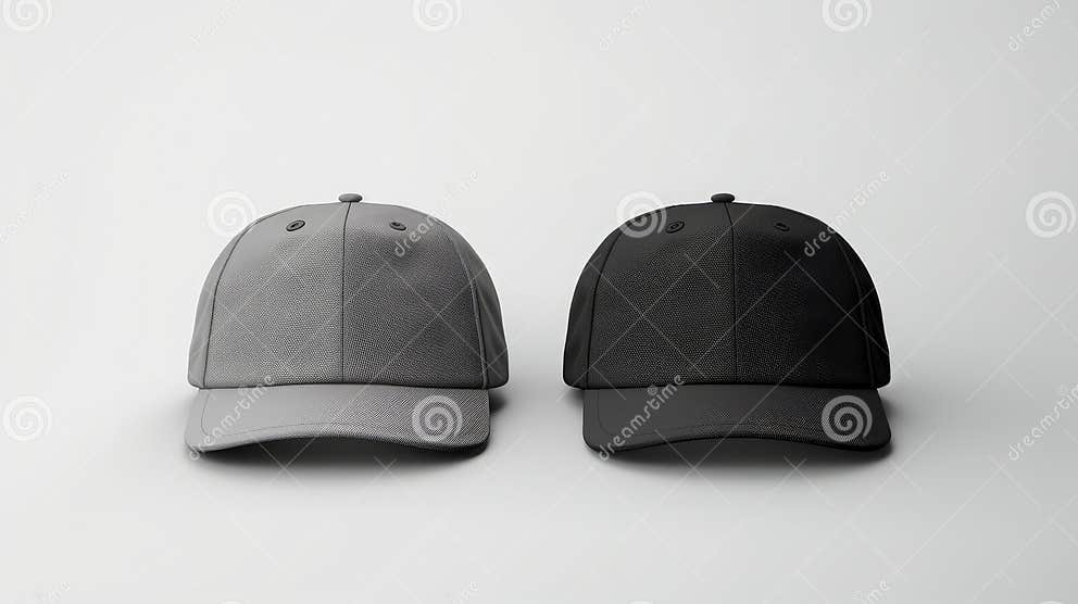 Two Caps in Different Angles on a Monochrome Background. Mock Up ...