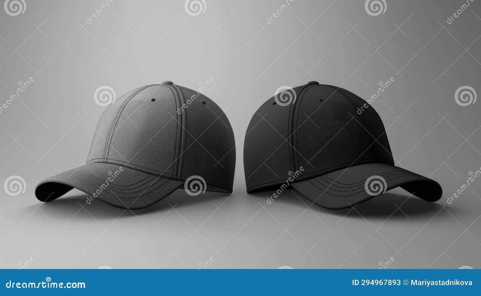 Two Caps in Different Angles on a Monochrome Background. Mock Up ...