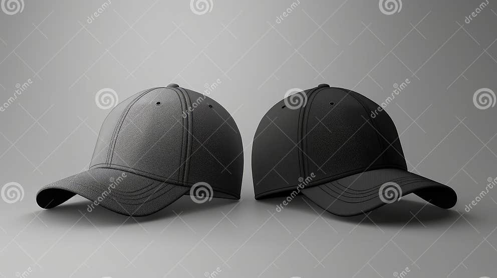 Two Caps in Different Angles on a Monochrome Background. Mock Up ...