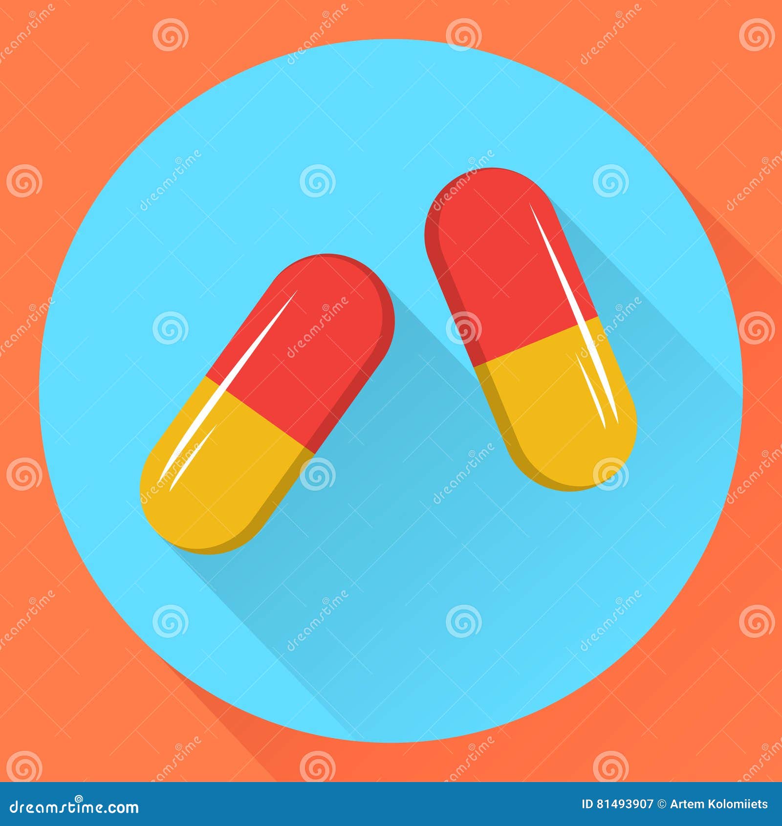 Two capsules. Flat design stock illustration. Illustration of drug ...