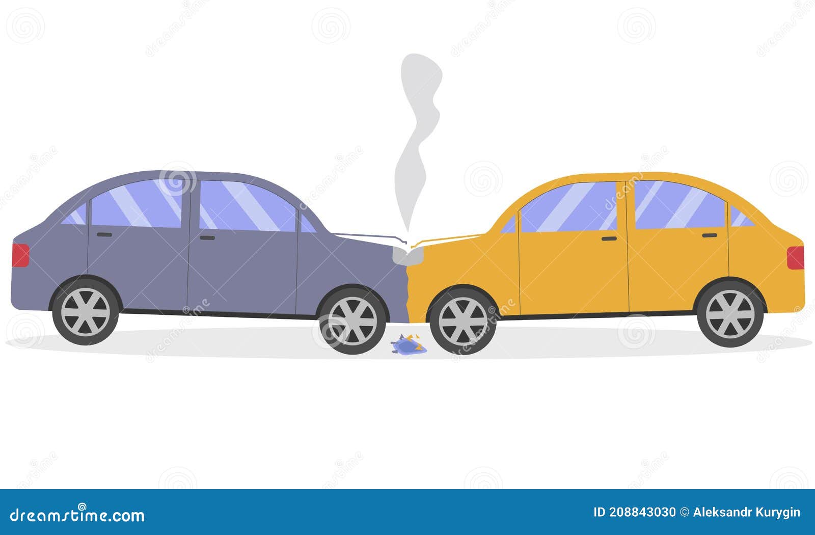 A Two-car Car Accident. Head-on Collision of Cars Stock Vector ...