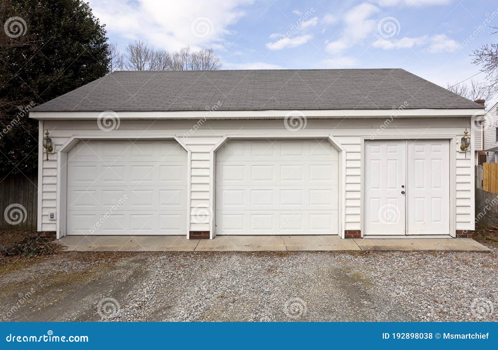 Two car garage stock photo. Image of door, exterior - 192898038