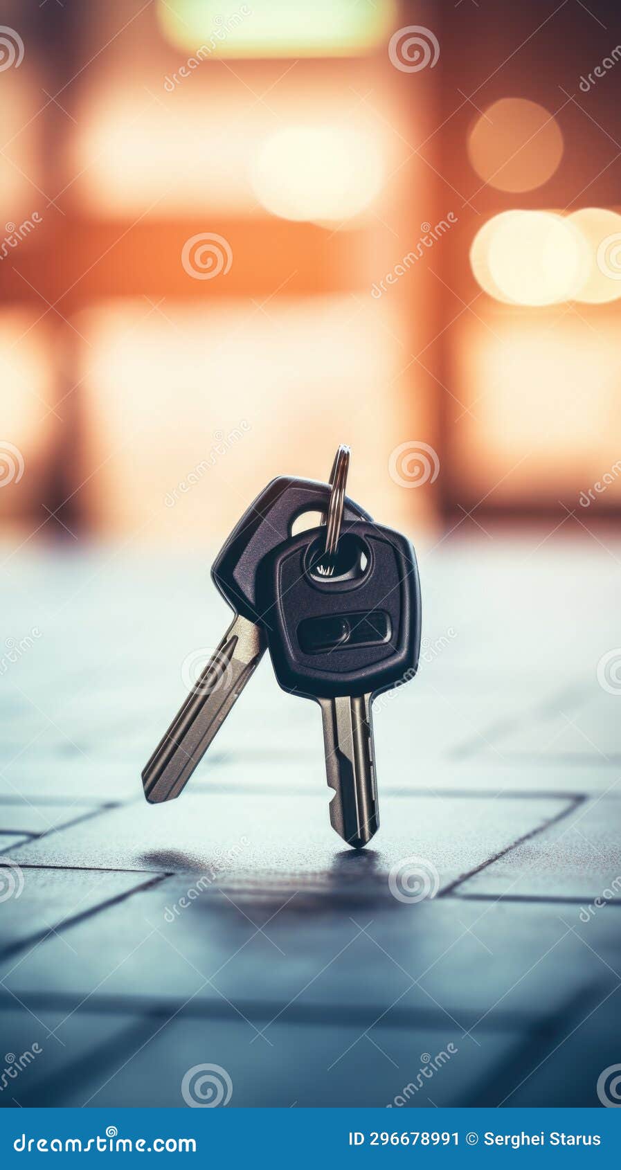 Two Car Keys on a Table in Front of Blurred Background, AI Stock Image ...
