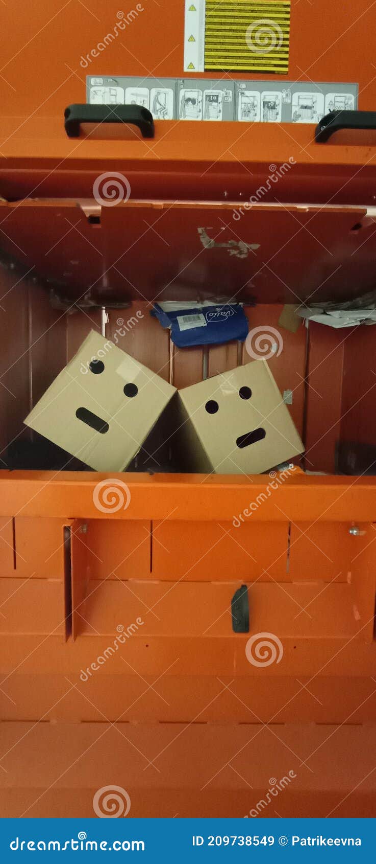 Two Cardboard Boxes in the Paper Press Machine. Stock Image - Image of ...