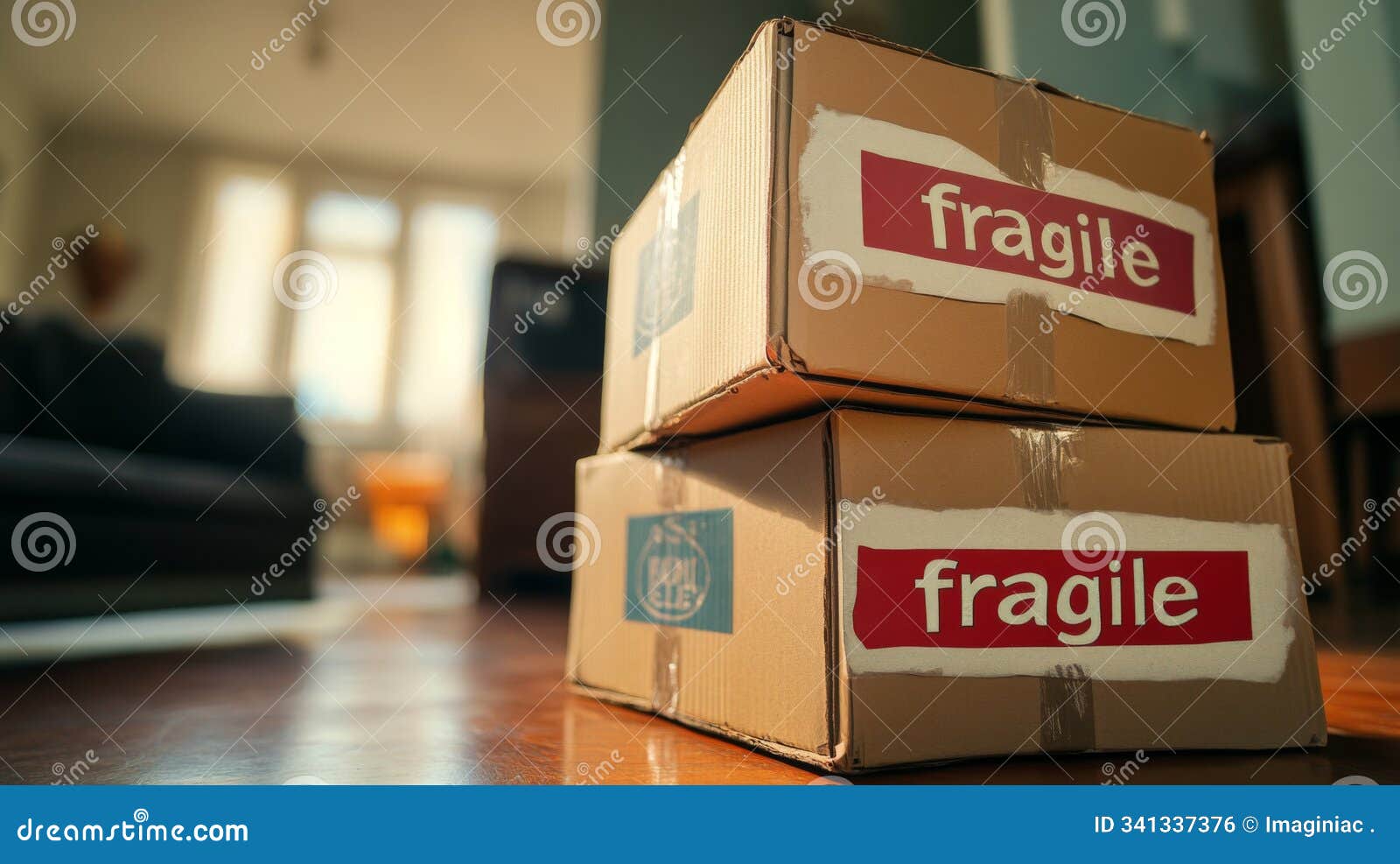 Two Cardboard Boxes Stacked with "Fragile" Labels Stock Illustration ...