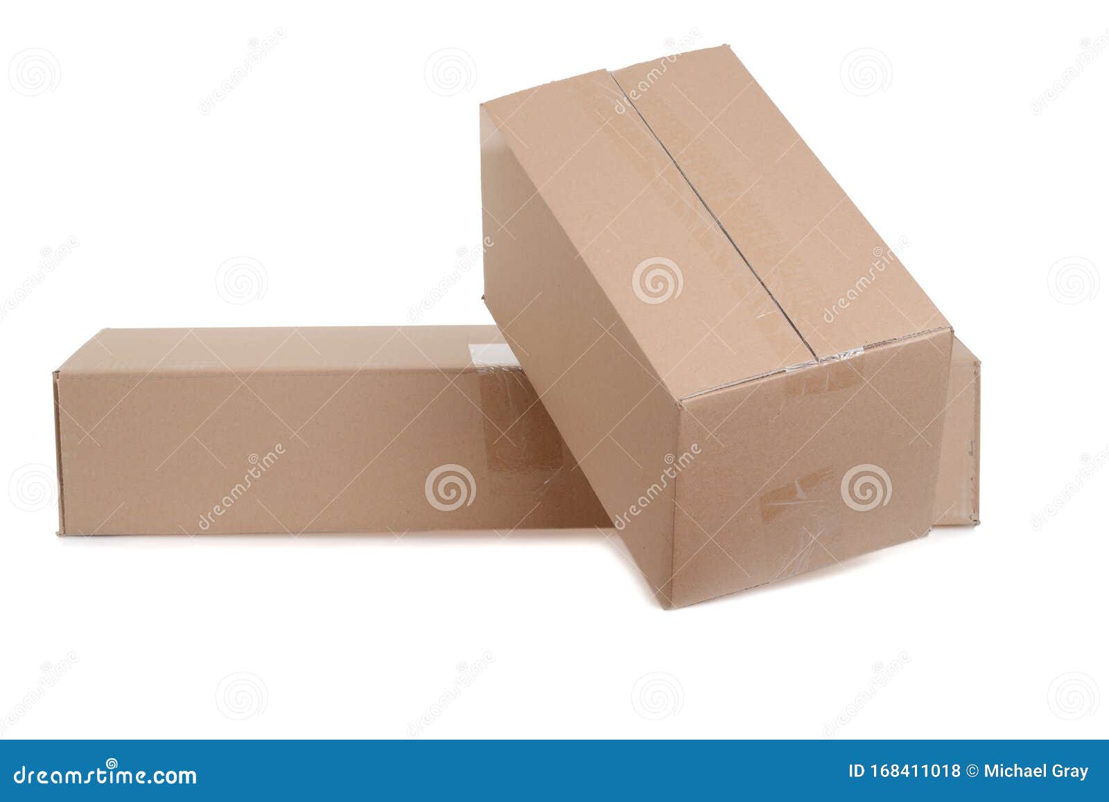 Two Cardboard Boxes on White Background Stock Photo - Image of cargo ...