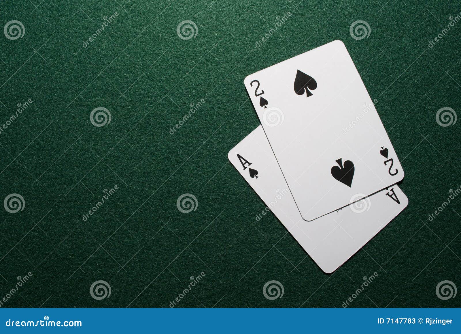 Two cards on green felt stock image. Image of spade, card - 7147783