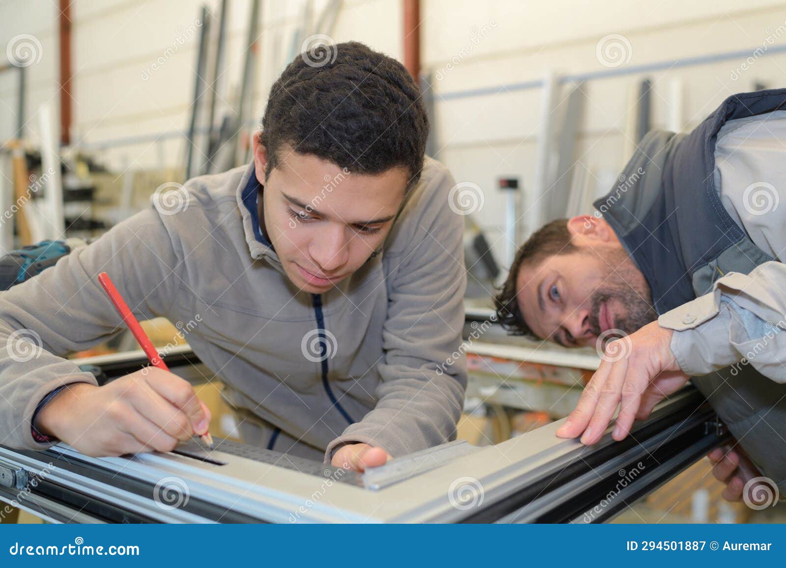 Two Careful Workmen Work at Pvc Windows Factory Stock Image - Image of ...