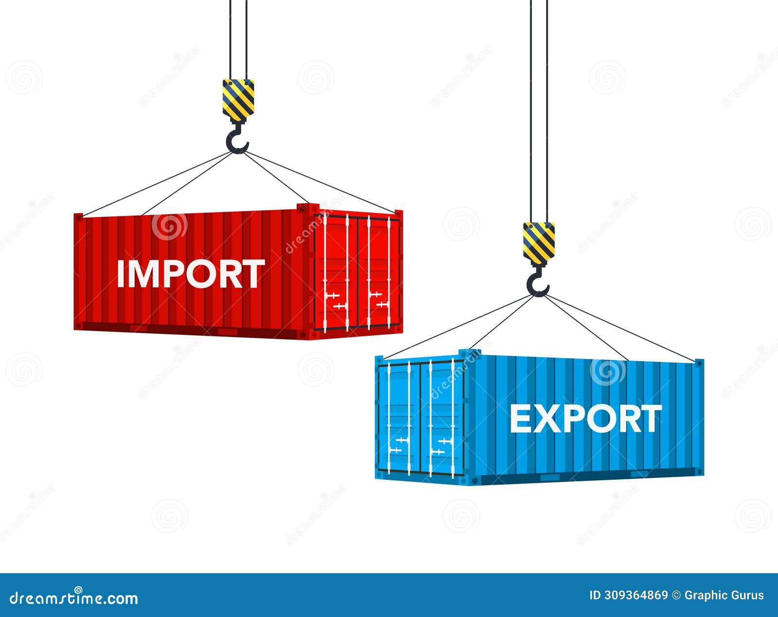 Two Cargo Containers with Import and Export. Vector Illustration Stock ...